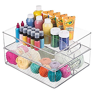 iDesign Recycled Plastic Resipreme Divided Fridge and Freezer, 12” x 4” x 14.5”, Clear