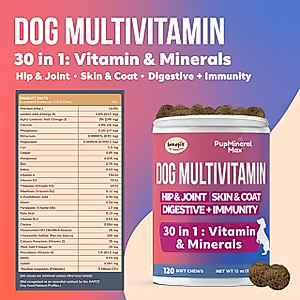 Dog Multivitamin Soft Chews - 120 Count - Dog Joint Supplement, Digestive, Immune, Skin, Coat - Combined Advanced Vitamins for Dogs, All Dog Ages - Made in USA