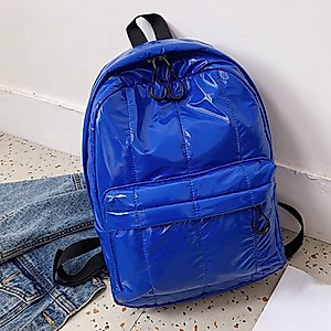 EGEN Puffer Kawaii Backpack Puffy Student Adorable Backpack for School Teen Girls Women Cute Back Bag Casual Day Pack Lovely Aesthetic Down Bookbags (Blue)