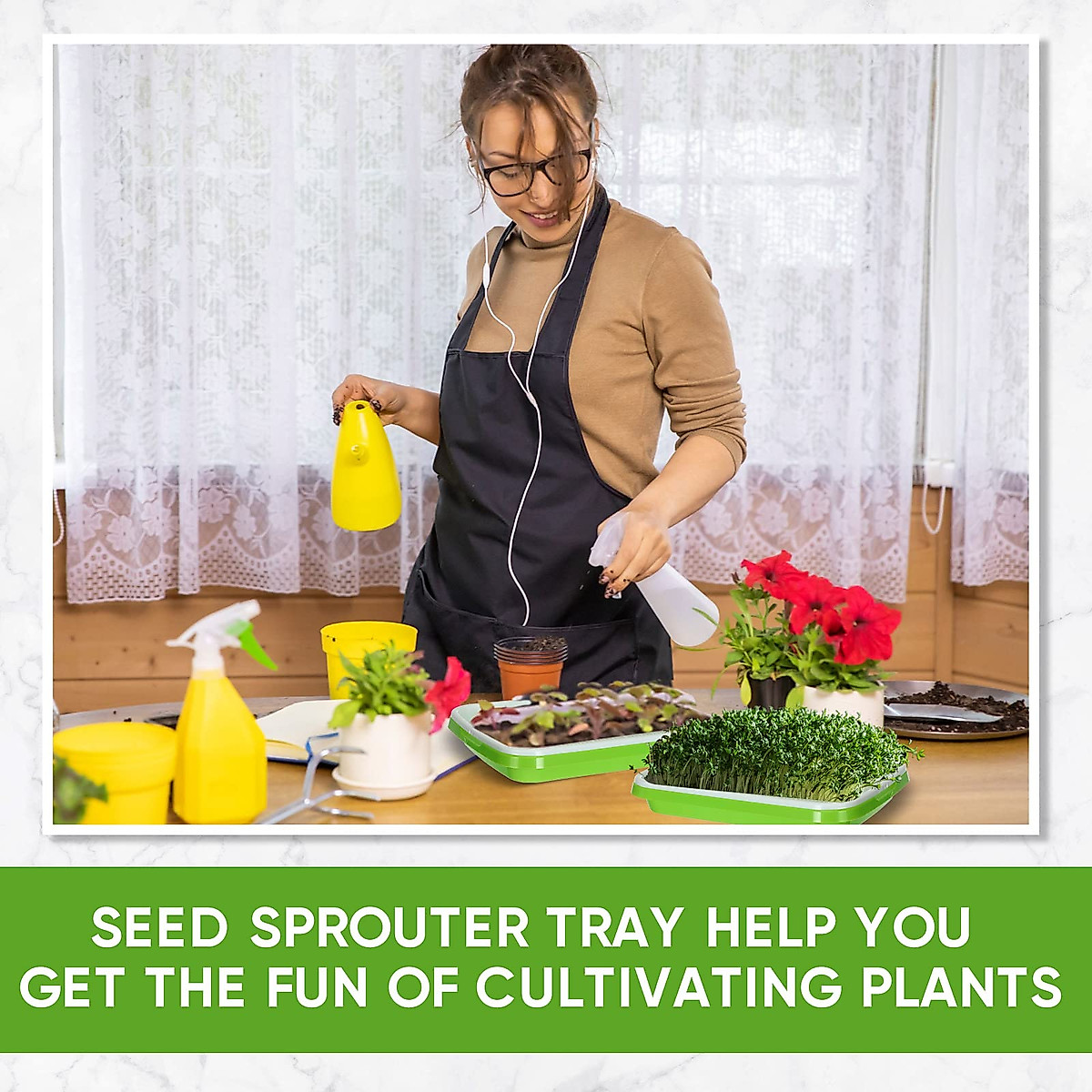 Eaasty 16 Pcs Seed Sprouter Tray with Drain Holes Seed Germination Propagation Trays Healthy Wheatgrass Microgreens Growing Trays Beans Nursery Sprouting Tray(12.2 x 9.06 x 1.77 Inch, Without Lid)