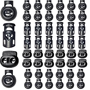 ZUSHALLMY 48pcs Upgraded Plastic Cord Lock, Cord Locks - Draw String Clip with Spring Toggle Stoppers Buttons for Drawstrings, Shoelaces, Paracord