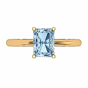 Clara Pucci 1.75ct Radiant Cut Solitaire Natural Aquamarine Engagement Wedding Bridal Promise Anniversary Ring 18K Yellow Gold Size 9.25