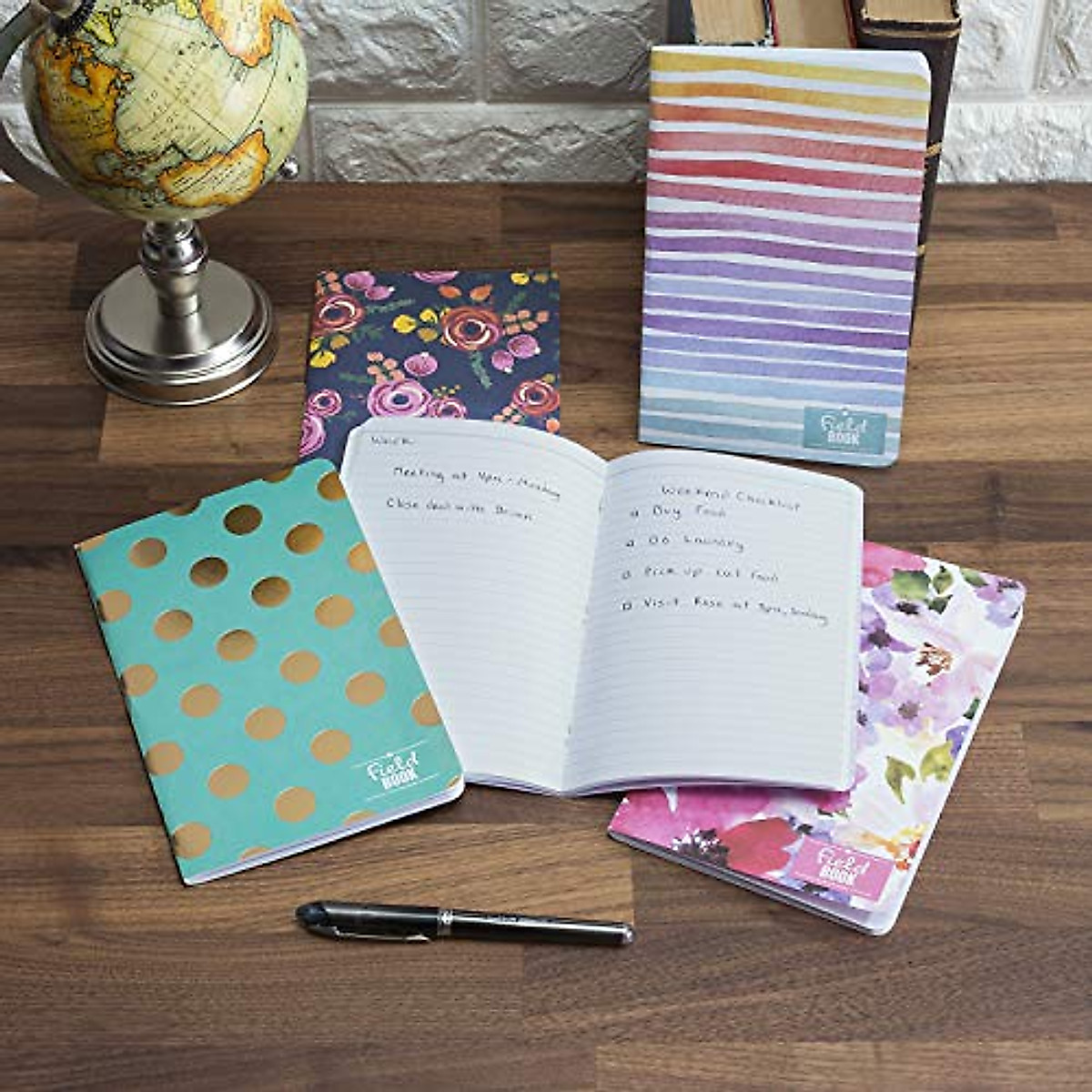 Elan Publishing Company Field Notebook / Journal - 5"x8" - Assorted Patterns - Lined Memo Book - Pack of 5