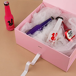 Pink Large Gift Box 13x11x5.3 Inches, Gift Box with Ribbon, Gift Box with Lid Magnetic Closure, Christmas Gift Box, Rectangle Collapsible Gift Boxes for men shoes (Pink)