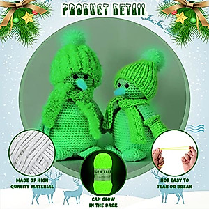 5 Rolls Glow in The Dark Yarn Luminous Crochet Yarn for Halloween Crocheting DIY Knitting Glow Fingering Weight Yarn for Arts Crafts Sewing Thread Party Supplies, 54.7 yd Per Roll (Classic Color)