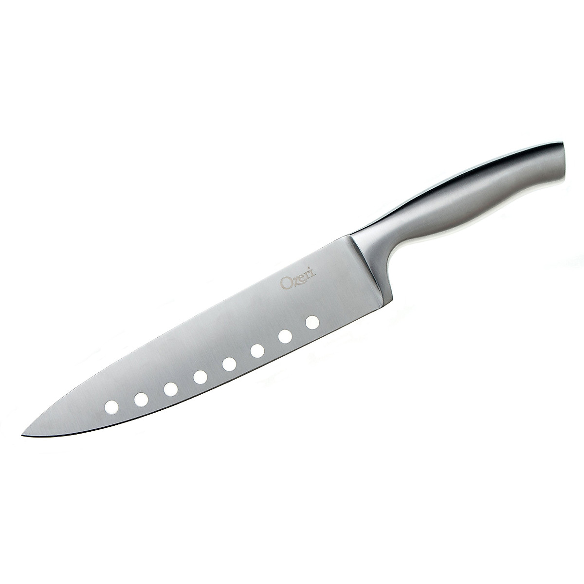 Ozeri 5 Piece Knife and Sharpener Set with Japanese Stainless Steel Slotted Blades, Stainless Steel