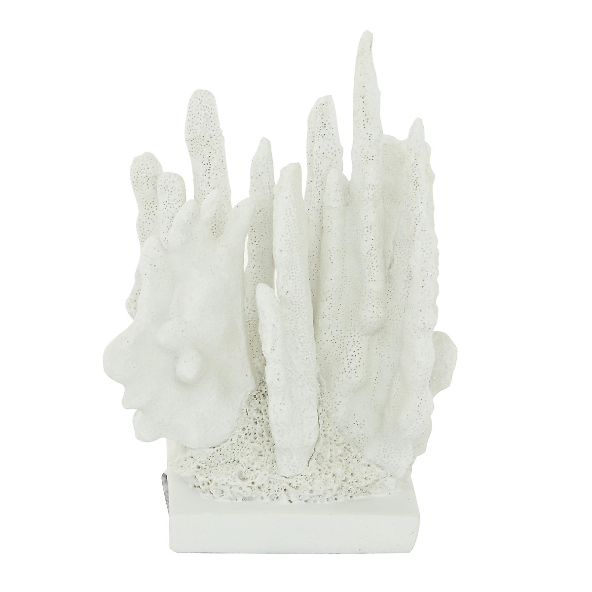 Deco 79 Polystone Coral Decorative Sculpture Home Decor Statue, Accent Figurine 7" x 6" x 10", White