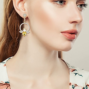 4 Pairs Bee Earrings Bee Stud Bee Drop Earrings Honeycomb Earrings Bee Rhinestone Earrings Gift for Women