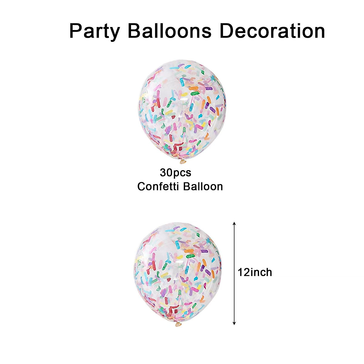30PCS Party Balloon Birthday Balloons Sprinkles Confetti Balloon Pack - Ice Cream Sprinkle Balloons with Bright Confetti Party Decoration, Wedding, Bridal, Proposal