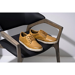 Jousen Men's Fashion Sneakers Leather Retro Casual Shoes for Men Breathable Dress Mens Sneakers (AMY5100A Brown 08)