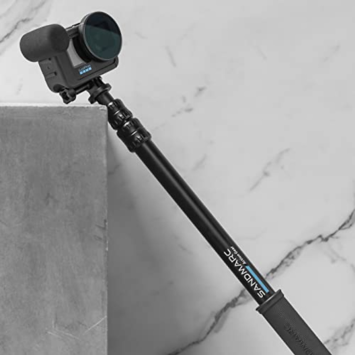SANDMARC Pole - Black Edition: 17-40” Waterproof Extension Pole (Selfie Stick) for GoPro Hero 12, 11, 10, 9, 8, Max, 7, 6, Session, 5, 4, 3 - with Remote Clip
