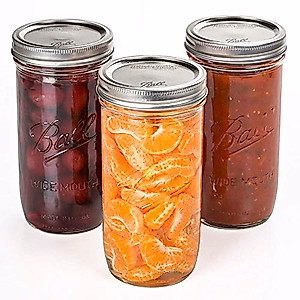 BHL JARS Mason Jars Wide Mouth 24 oz Bundle with Non Slip Jar Opener brand Set of 4 Mason Jars - Canning Glass Jars with Lids and Bands