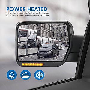 MOSTPLUS Power Heated Towing Mirror Compatible with 2004-2014 Ford F150 F-150 Power Heated Mirror w/Sequential Turn Light, Puddle Light, Dural Beam (Black)