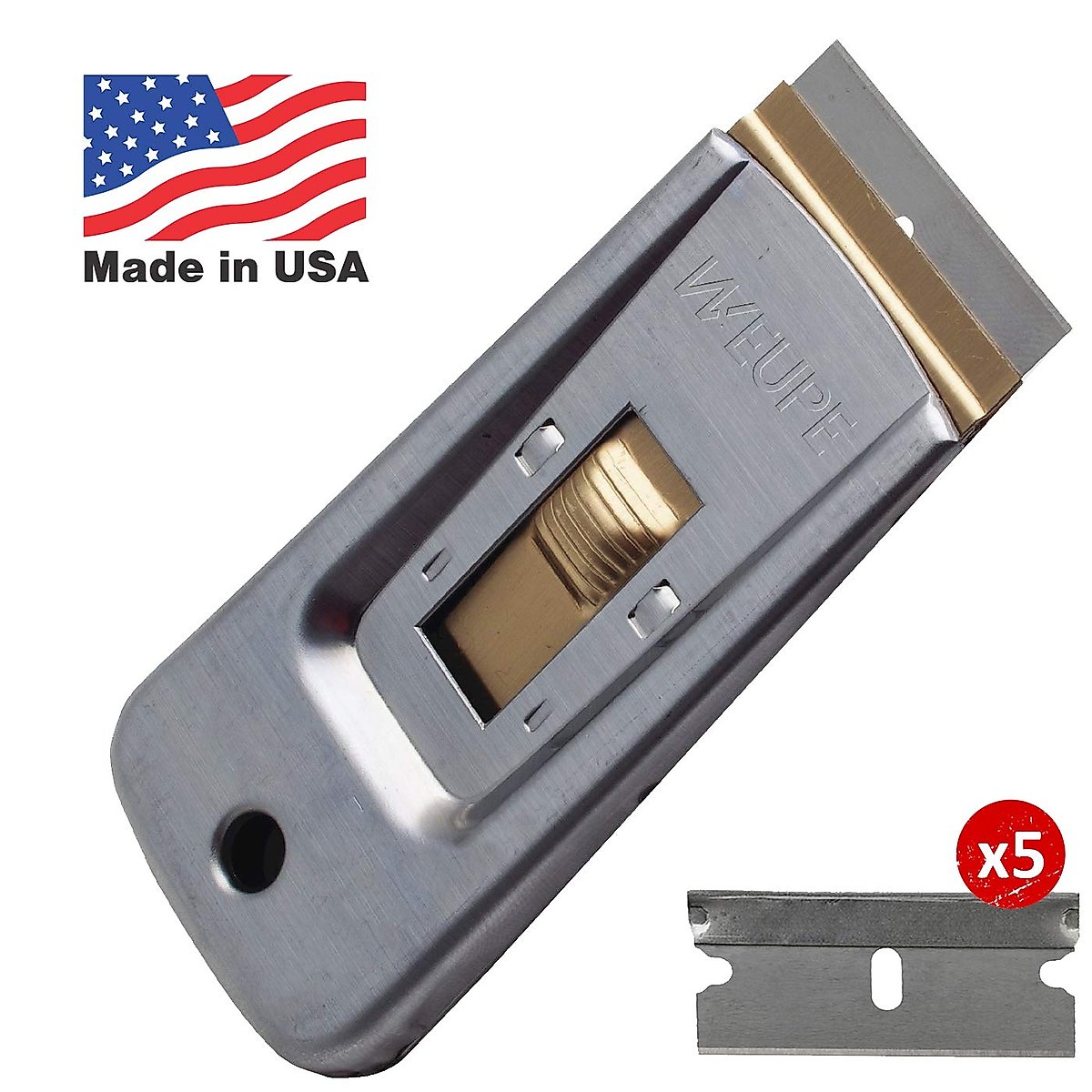 WEUPE Razor Blade Scraper Tools (Set of 2), Window Scraper, Glass Cooktop Scraper & Paint Scraper, Car Decal, Sticker and Glue Remover Razor Holder with 10 Replaceable Single Edge Blades