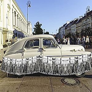 8 Pack Iridescent Metallic Foil Fringe Garland Float Fringe Curtains Shiny Tassel Foil Float Parade Float Decorations for Trailer Car Graduation Homecoming Outdoor Indoor Holiday Party (Silver)