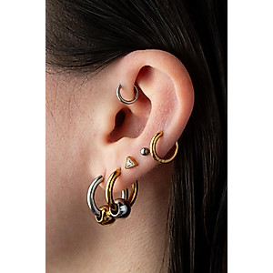 18GA 316L Stainless Steel 2mm Thick Hinged Round Hoop Earrings, Sold as a Pair (8mm Diameter, Black)