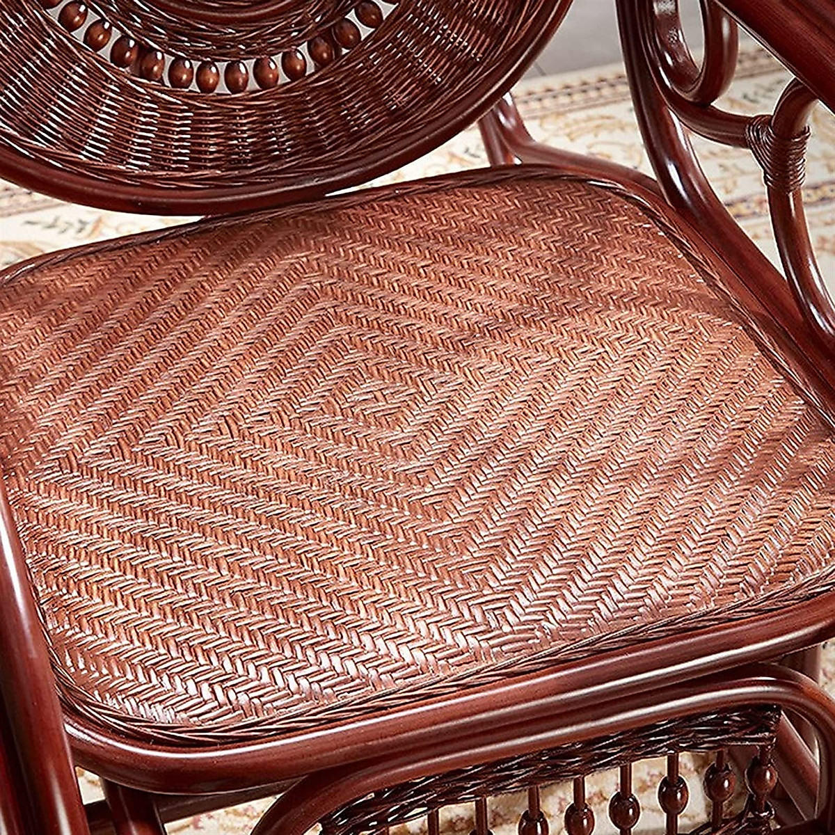 QXWJ Outdoor Wicker Rocking Chair,Rattan Nap Armchair Ergonomic Design,Comfortable and Breathable Living Room Balcony Sun Lounger,Patio Rocker Chair for Poolside,Garden,Backyard,Strong and Sturdy