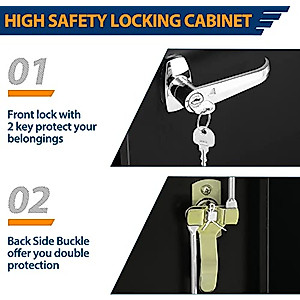 INTERGREAT Black Metal Storage Cabinet Locking Steel Storage Cabinet with 4 Adjustable Shelves 72”H×36”W×18”D Tall Metal Utility Storage Cabinet 2 Door