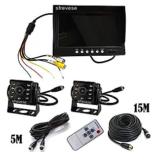 9" 4Pin IPS HD SD DVR Recording 2CH Split Car Rear View Monitor + 2X AHD 1080P Reversing Backup Camera for Bus Long Truck Vehicle Waterproof 12V-24V