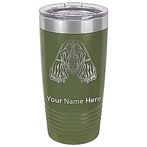 LaserGram 20oz Vacuum Insulated Tumbler Mug, English Springer Spaniel, Personalized Engraving Included (Camo Green)