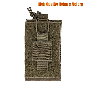 Dotacty Adjustable Radio Pouch MOLLE Radio Holder for Tactical Duty Belt Two Ways Radio Holster Walkie Talkies Case Mag Carrier 5.56mm 7.62mm Magazine Nylon Carry Bag for Police Security Rescue RG