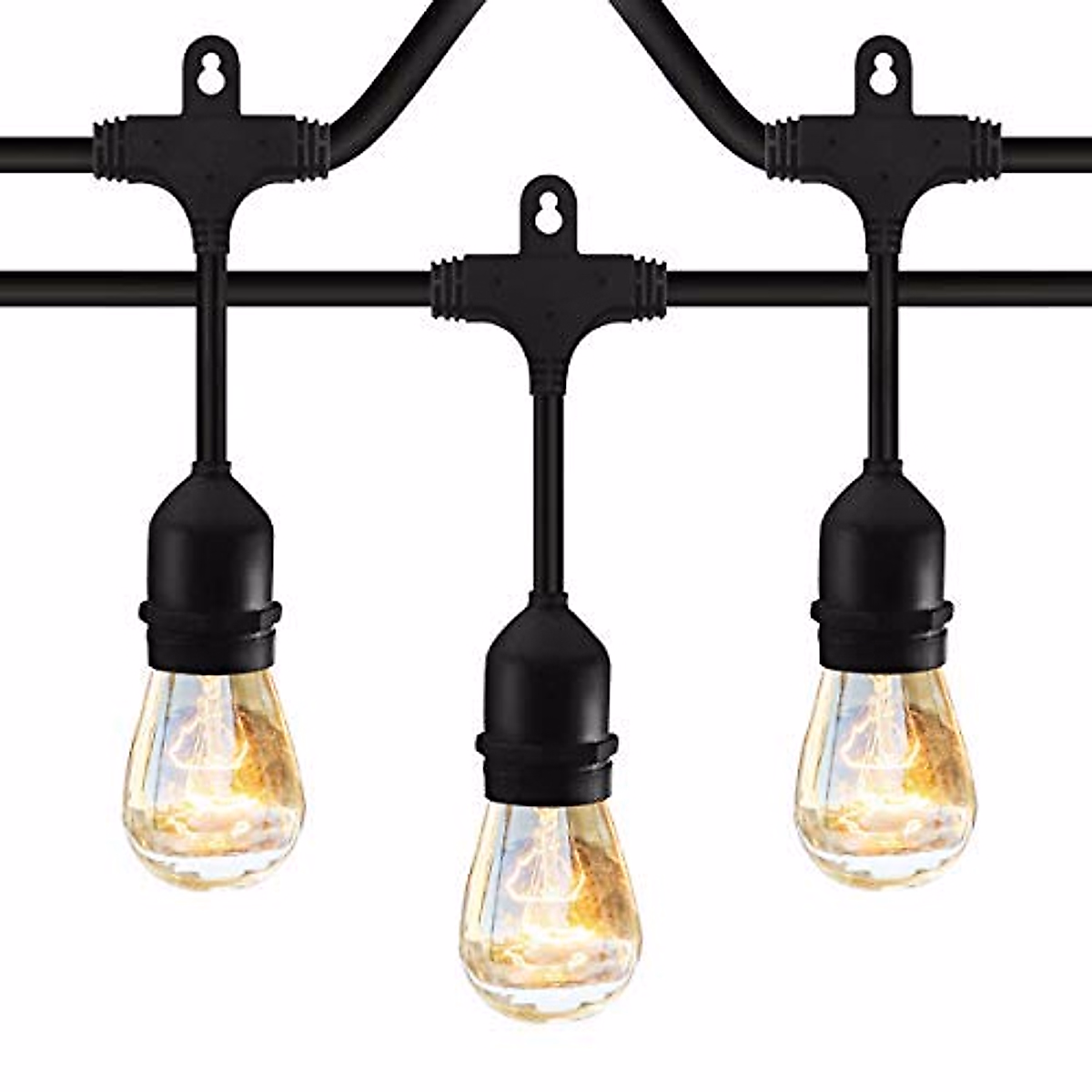 Classyke 48FT Outdoor String Lights for Patio Garden Yard Deck Cafe Dimmable Waterproof Commercial Grade 16 Incandescent Bulbs (1 Spare)