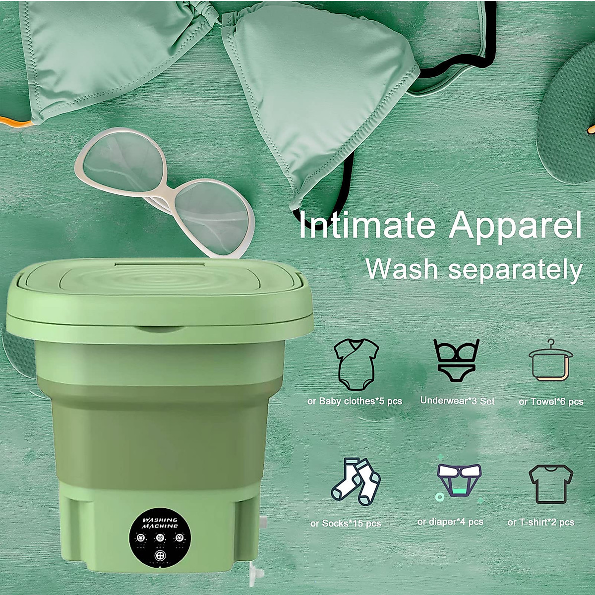 Portable Washing Machine,Mini Washer Suitable for Washing Small Pieces of Clothing, Baby Clothes,Underwear,Socks,Portable Washer Machine for Apartments, Dormitories, Camping,RV and More