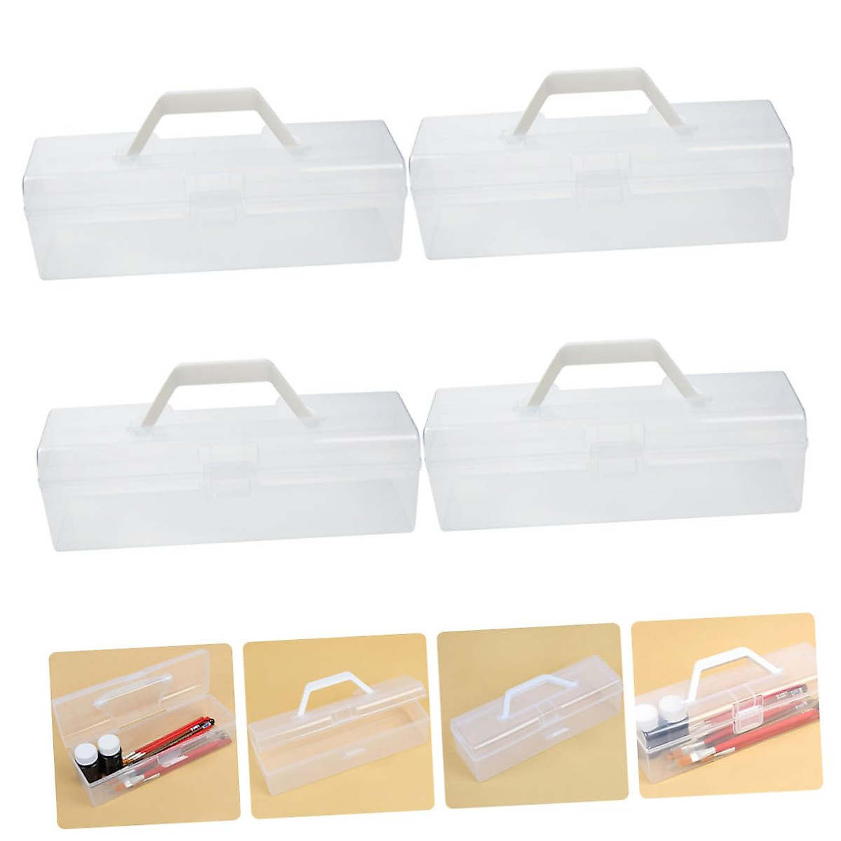 VILLCASE 4pcs Boxes Portable Storage Box Silverware Noodle Storage Container Utencil Storage Case Containers with Lids Coffee Bean Canister Kitchen Food Container Student Simple Drawer Pp