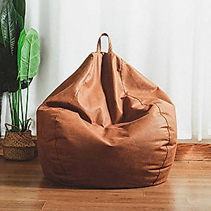 BJYX Bean Bag Sofa Cover Without Filler, PU Leather Home Leisure Single Couch Living Room Bedroom Beanbag Chair Lazy Lounger Cover, 60X70CM