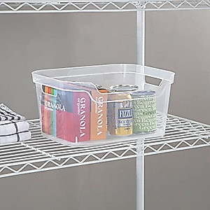 Sterilite 7 x 11 x 14.25 Inch Polished Open Scoop Front Storage Bin with Comfortable Carry Through Handles for Household Organization, Clear (6 Pack)