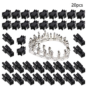 Fielect 100Pairs 2.54mm 5 Pin Black Plastic Male Female -SM Housing Crimp Terminal Connector