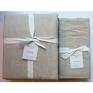 Pottery Barn Belgian Linen Flax Duvet Cover King/California King & Two Euro Shams~*Flax*~