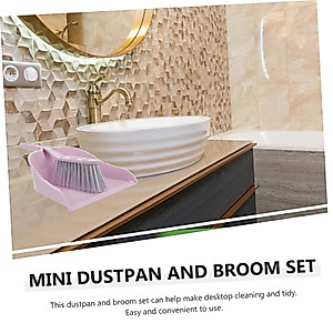 UTHCLO 1 Set Desktop Cleaning Tools Mini Broom and Dustpan Set Desktop Cleaning Set Mini Broom Dustpan Table Cleaning Broom Hand Held Dustpan Cleaning Dustpan Household Supplies Purple