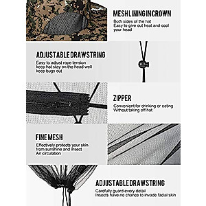 4 Pieces Mosquito Head Mesh Mosquito Cap Net Hat Face Cover with Zipper Foldable Fly Protection Netting Hat for Fishing Hiking Gardening, 4 Colors