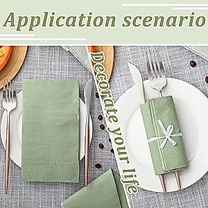 100 Pcs 2 Ply Cocktail Napkin Disposable Soft Napkins for Dinner Wedding Party Birthday Bridal Anniversary Reception, 13 x 16 Inches (Sage Green,100 Pcs)