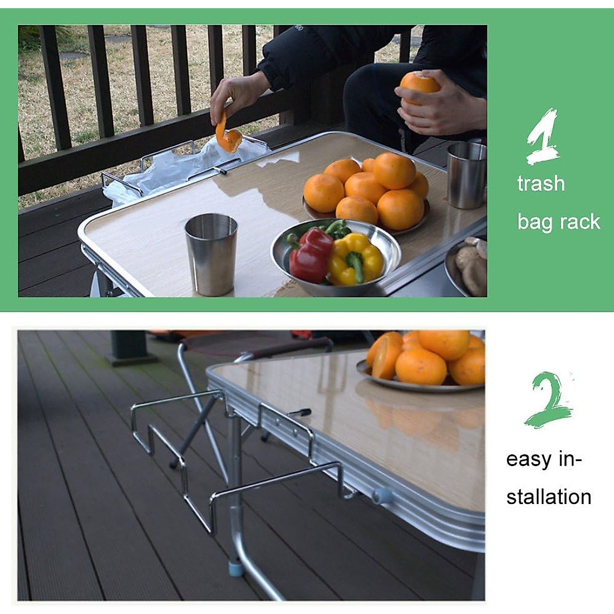 Trash Bag Holder, Iron Trash Can Bracket Lightweight Dustbin Cage Garbage Hanging Bag Holder Table Garbage Rack for Indoor Outdoor Kitchen BBQ Camping Use