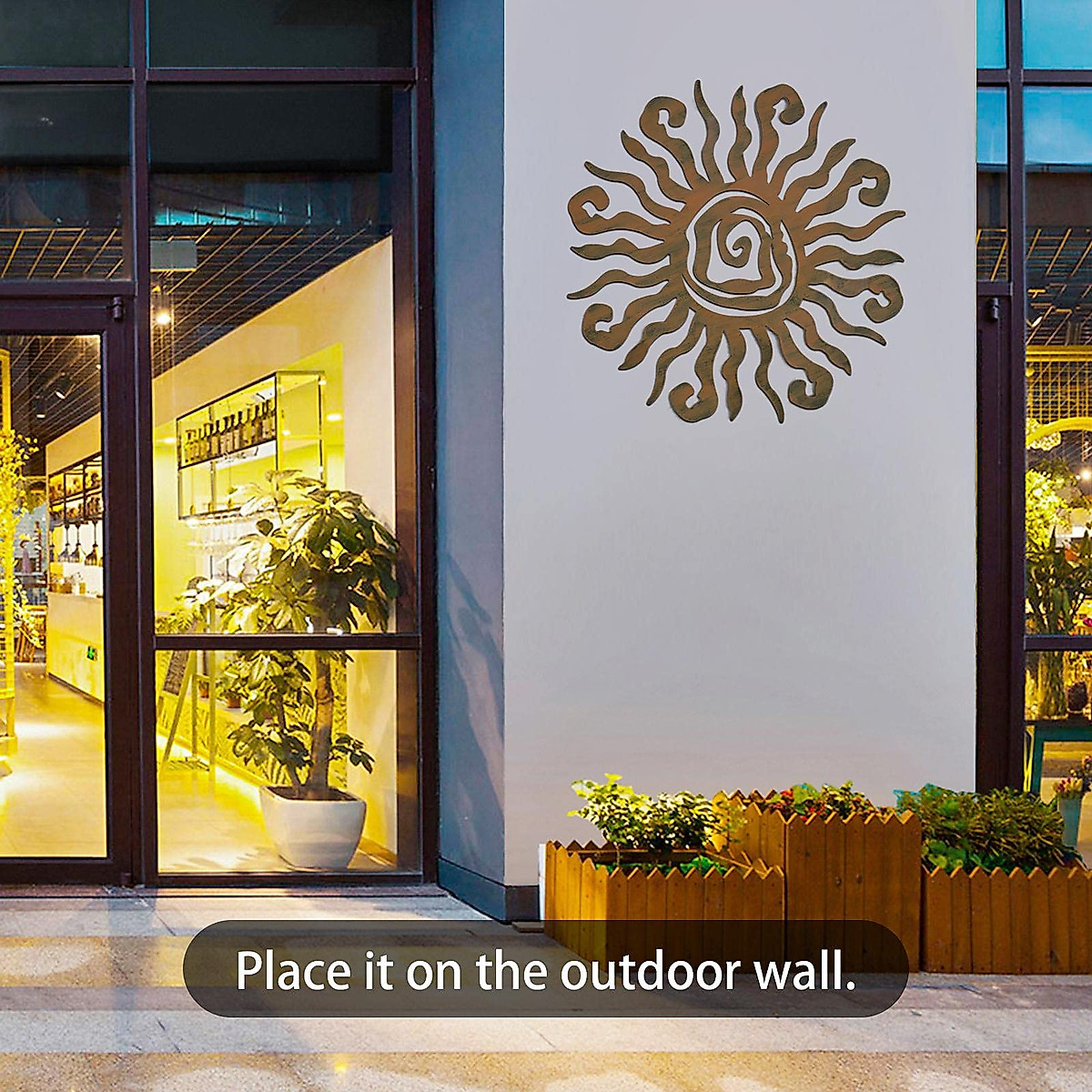 Wacky Sun Metal Wall Art Steel Out Door Decor, Metal Sun Art Wall Decor for Home, Bedroom, Living Room, Office, Garden - 18", Copper