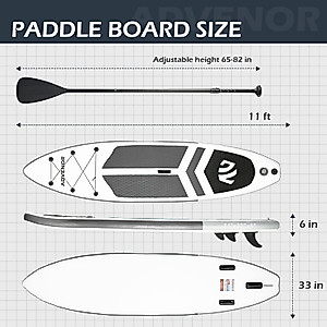 ADVENOR Paddle Board 11'x33 x6 Extra Wide Inflatable Stand Up Paddle Board with Hand Pump,Leash, Adjustable SUP Paddle/Kayak Paddle,Kayak Seat, 2 Fishing Mounts for Family and Fishing