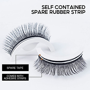 Bellefin Self Adhesive False Eyelashes Natural Look Fake Eyelashes No Glue Self Adhesive Eye Lashes Pack for Women Girls DIY Eye Lash Extensions #08