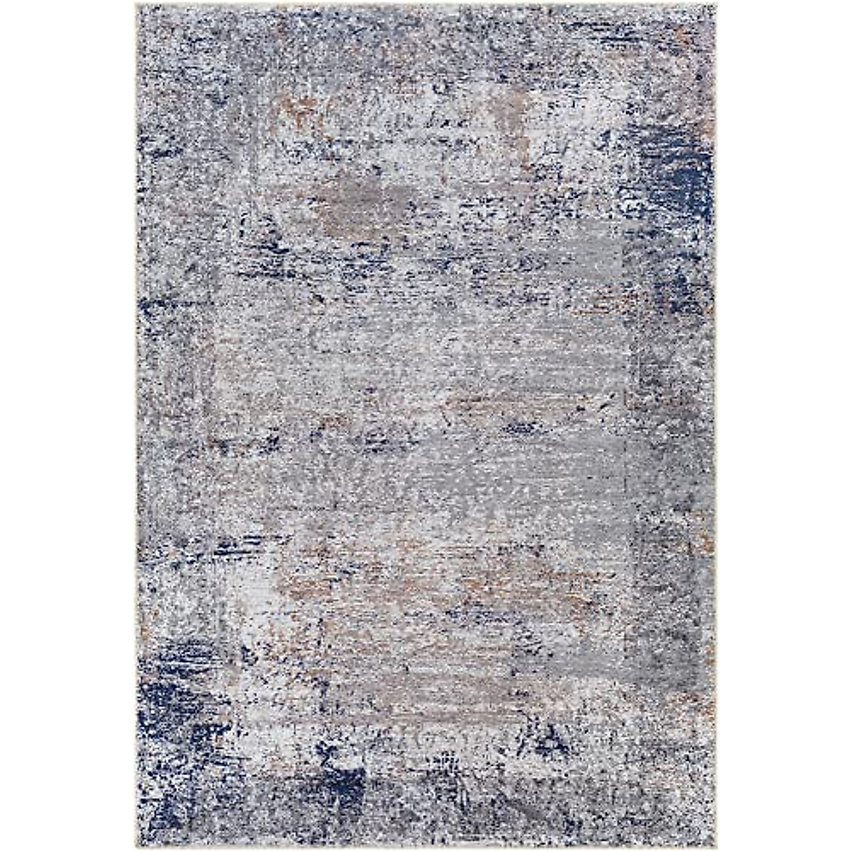 Mark&Day Washable Area Rugs, 7x9 What Cheer Traditional Dark Blue Area Rug, Blue Cream Gray Carpet for Living Room, Bedroom or Kitchen (6'7" x 9', Machine Washable)