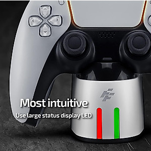 MEGACOM PS5 Controller Charging Station, Charger Sation for Playstation5 with Dual Stand Charger Dock, Led Indicator, Overcharging Protection, USB Powered (Controller Sold Separately)