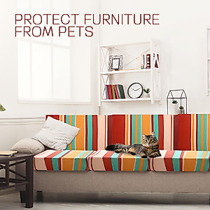 Newwiee 8 Pcs Patio Stretch Sofa Cushion Cover 4 Pcs Seat Covers and 4 Pcs Backrest Cover Replacement Patio Couch Slipcover Individual Chair Sofa Cover Washable Furniture Protector (Trendy Color)