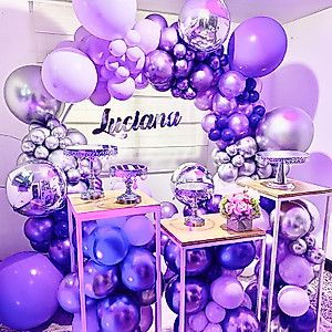 PartyWoo Metallic Purple Balloons, 140 pcs Purple Metallic Balloons Different Sizes Pack of 18 Inch 12 Inch 10 Inch 5 Inch Purple Balloons for Balloon Garland Arch as Party Decorations, Purple-G105