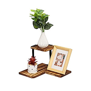 Coral Flower Corner Shelves for Home Office Decor, Bedroom, Livingroom, 12 inches, Carbonized Black