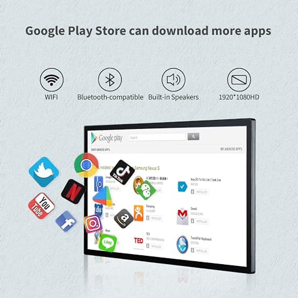 TouchWo 43 inch Interactive Touchscreen Monitor, Smart Board with 16:9 Display 1080P, Android 11 Touchscreen Electronic Whiteboard for Office and Classroom, RAM 4G & ROM 32G