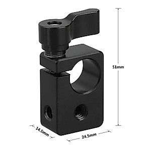 CAMVATE 15mm Single Rod Clamp Adapter with Black Thumbscrew Locking Knob (2 Pieces) - 2217