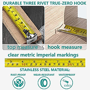 25FT Tape Measure,SLOGNNY Self-Locking Measuring Tape with Rubber Covered Case,Professional Measurement Tape with Inch and Metric