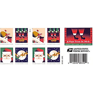 USPS A Visit from St Nick Book of 20 Forever First Class Postage Stamps (2 Booklets (40 Stamps))