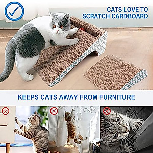 PrimePets Cat Scratcher Cardboard, Cat Scratching Pad with Ball, 2-in-1, Cat Scratch Cat Scratching Board for Indoor Cats, Removable, Corrugated, Catnip Included