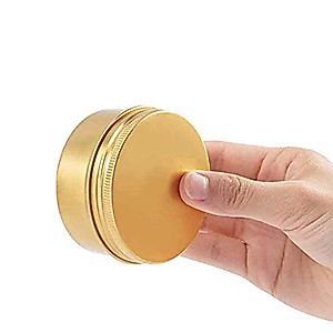 Qixivcom 6 Pack 5 Oz Screw Lid Round Tins Aluminum Tin Cans Jar Metal Steel Tins Container 150ml DIY Candle Empty Tins Cosmetic Sample Container Travel Storage for Spices Candies Tea Gift(Gold)